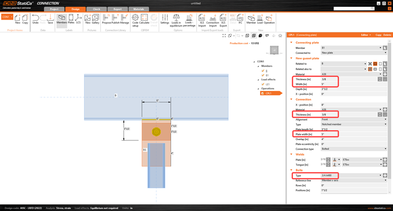 Buckling analysis of a steel connection (AISC) | IDEA StatiCa