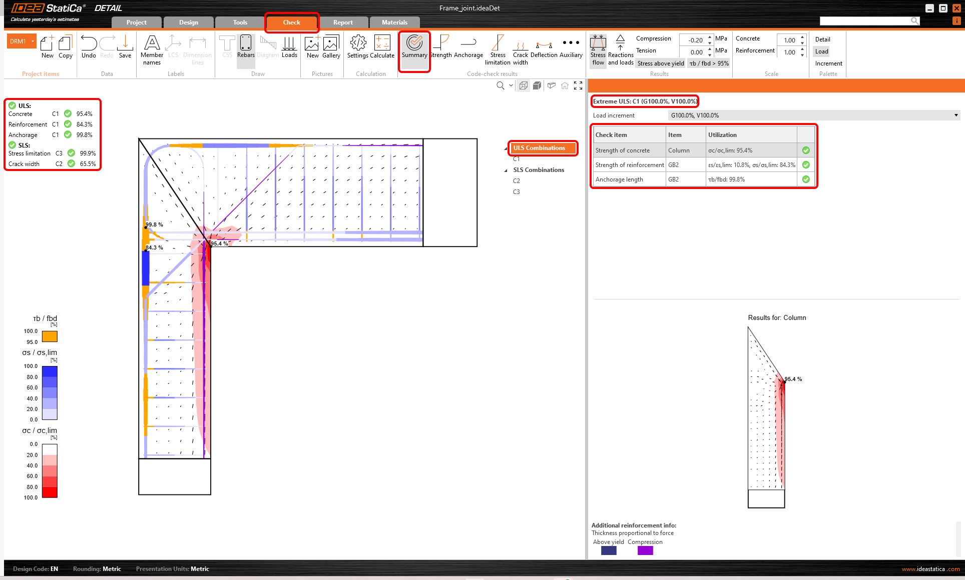 Structural design of a concrete frame joint (EN) | IDEA StatiCa