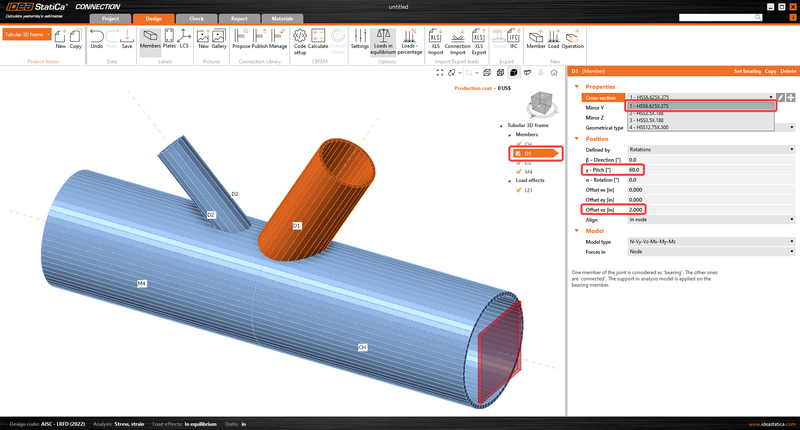 Connection design of a tubular 3D frame (AISC) | IDEA StatiCa