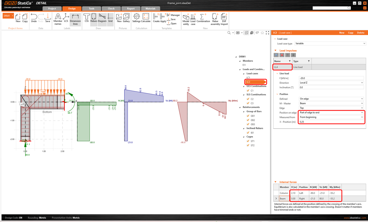 Structural design of a concrete frame joint (EN) | IDEA StatiCa