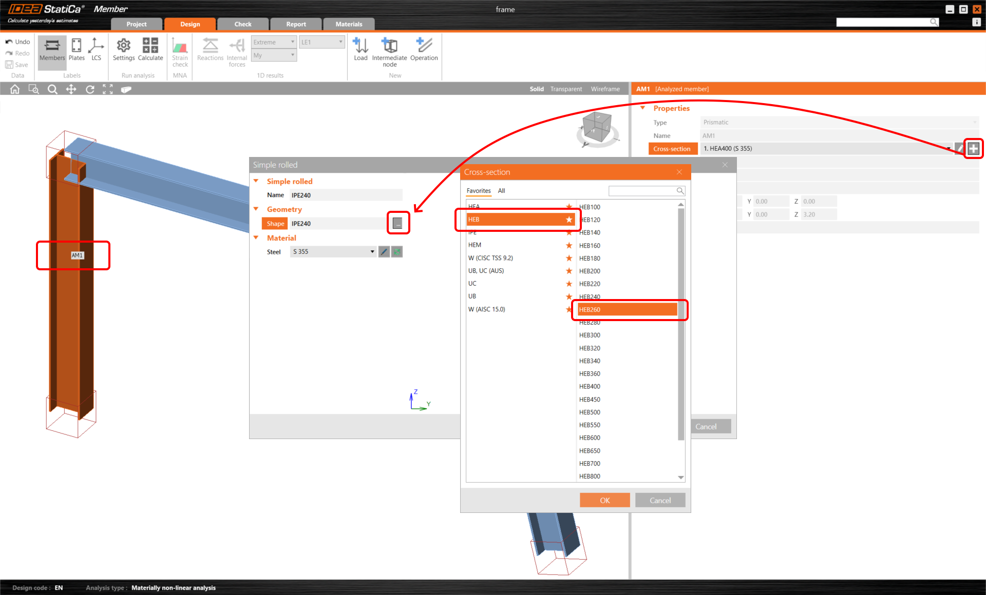 Structural design and code-check of a steel frame (EN) | IDEA StatiCa