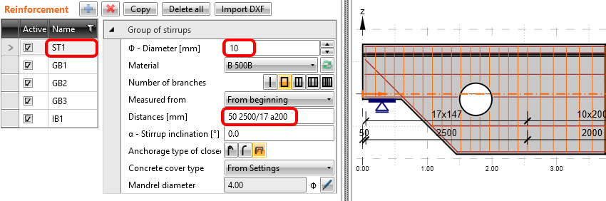 Structural design of a dapped end with an opening (EN) | IDEA StatiCa
