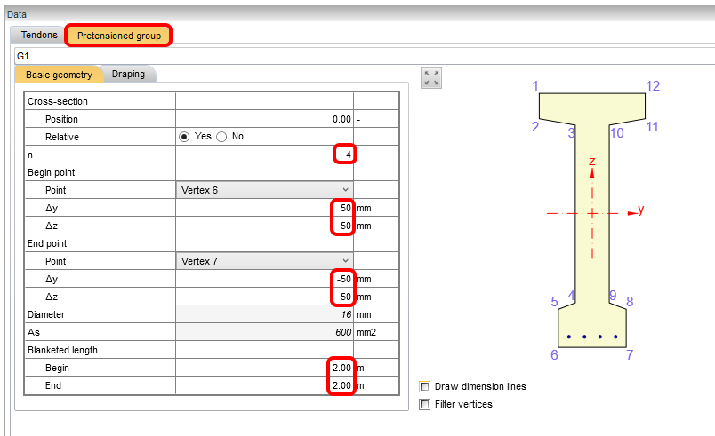 Structural design of a prestressed concrete saddle beam (EN) | IDEA StatiCa