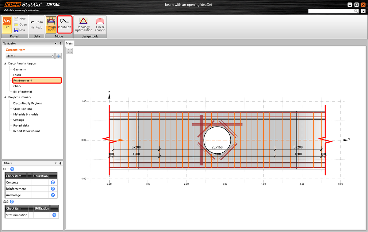 Structural design of a concrete beam with an opening (EN) | IDEA StatiCa
