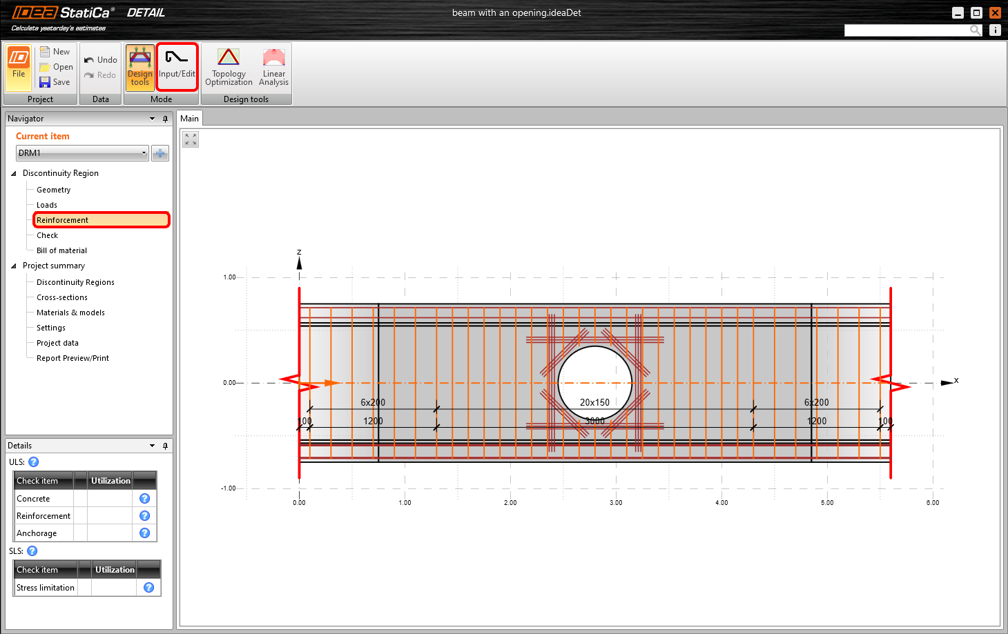 Structural design of a concrete beam with an opening (EN) | IDEA StatiCa