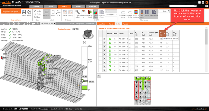 Bolted plate to plate connection design (AISC) | IDEA StatiCa
