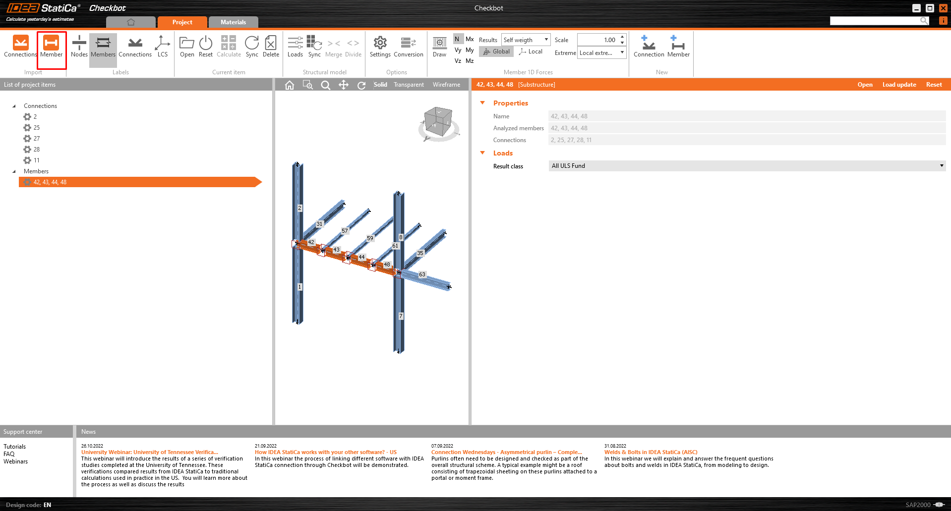 SAP2000 BIM link for the structural design of a steel member (EN ...
