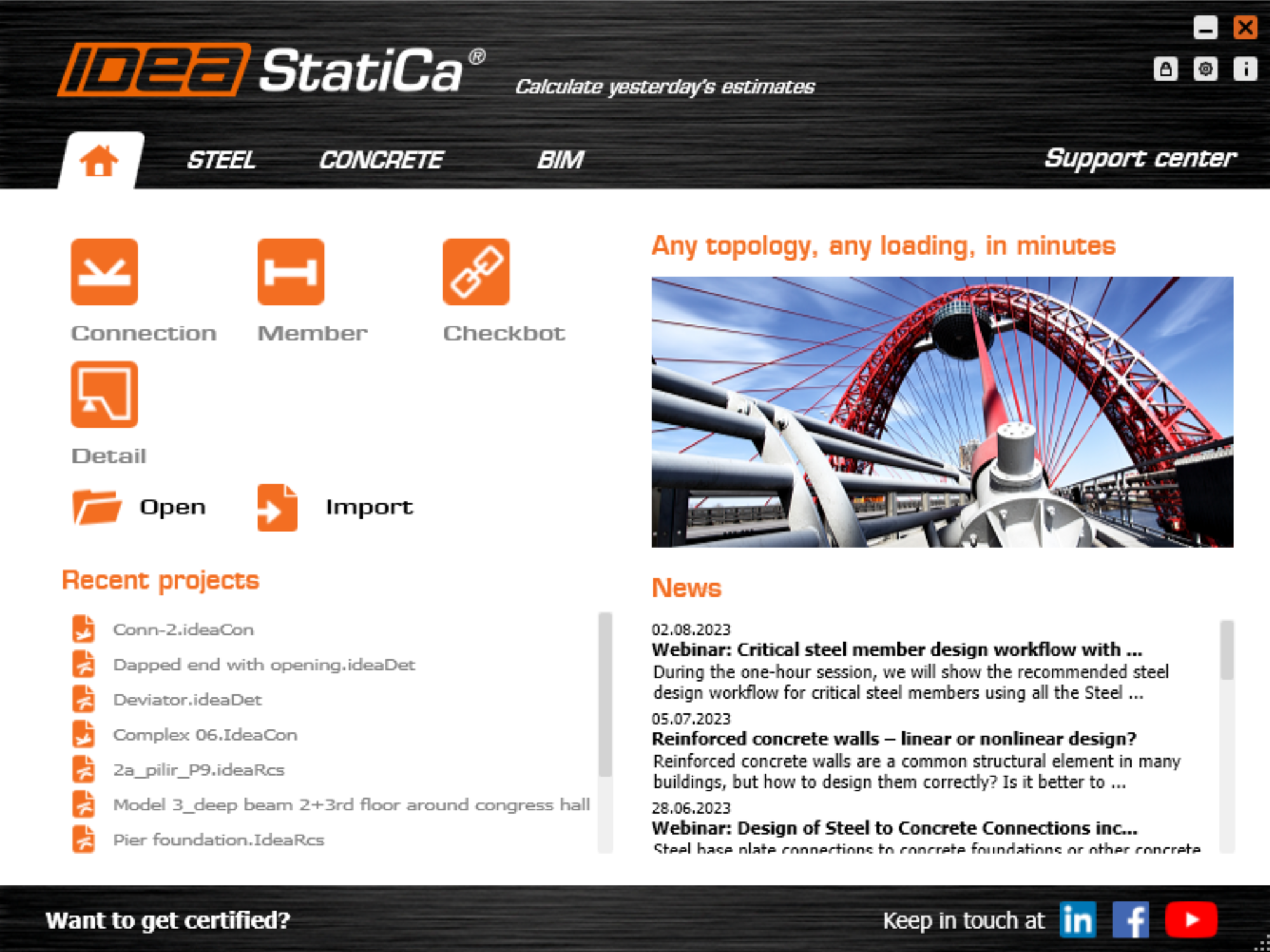 BIM import steel and concrete from FEA and CAD | IDEA StatiCa