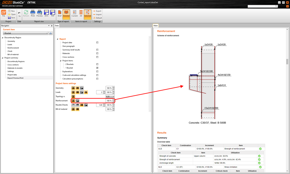 Report in Detail application | IDEA StatiCa
