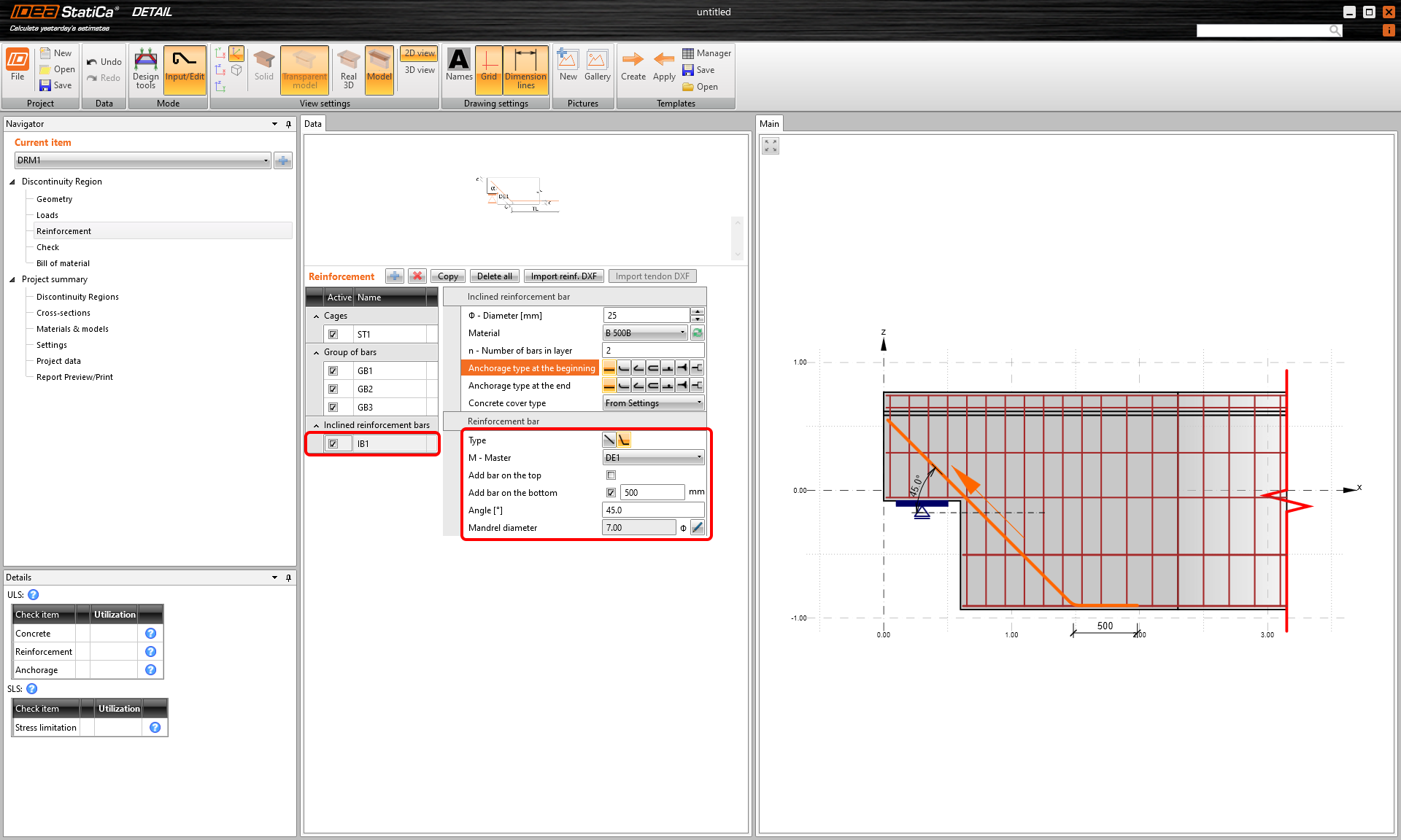 Reinforcement definition in the Detail application | IDEA StatiCa