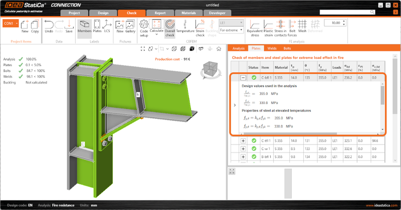 Detailed calculation of connection design material values in plates ...