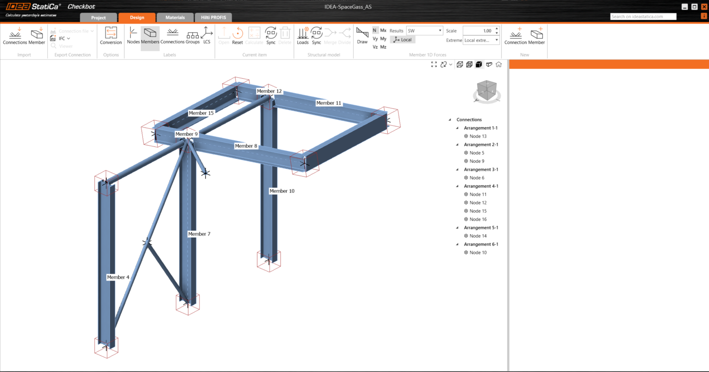 Space Gass BIM link for the structural design of a steel connection (EN ...