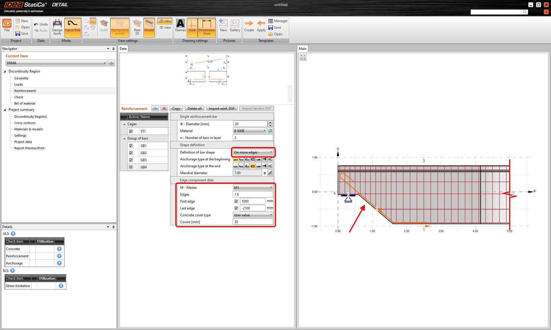 Reinforcement definition in the Detail application | IDEA StatiCa