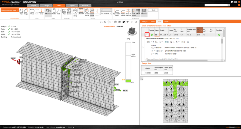 Bolted plate to plate connection design (AISC) | IDEA StatiCa