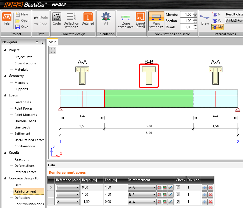 Structural design of a reinforced concrete beam (EN) | IDEA StatiCa
