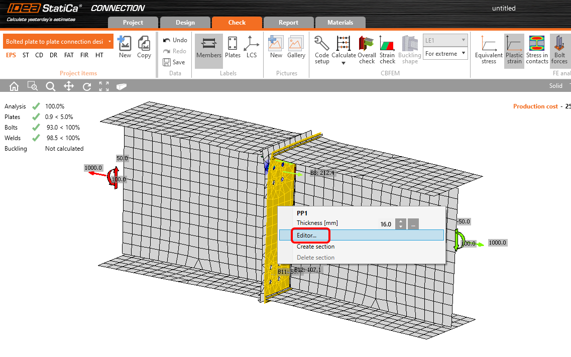 Bolted plate to plate connection design (EN) | IDEA StatiCa