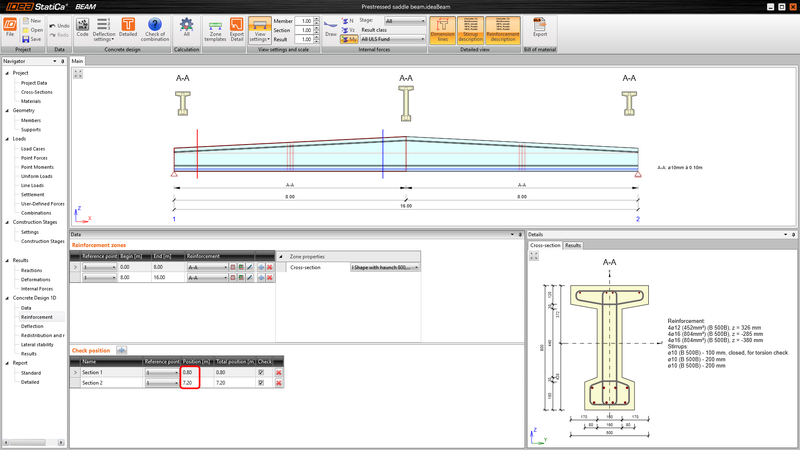 Prestressed saddle beam (EN) | IDEA StatiCa