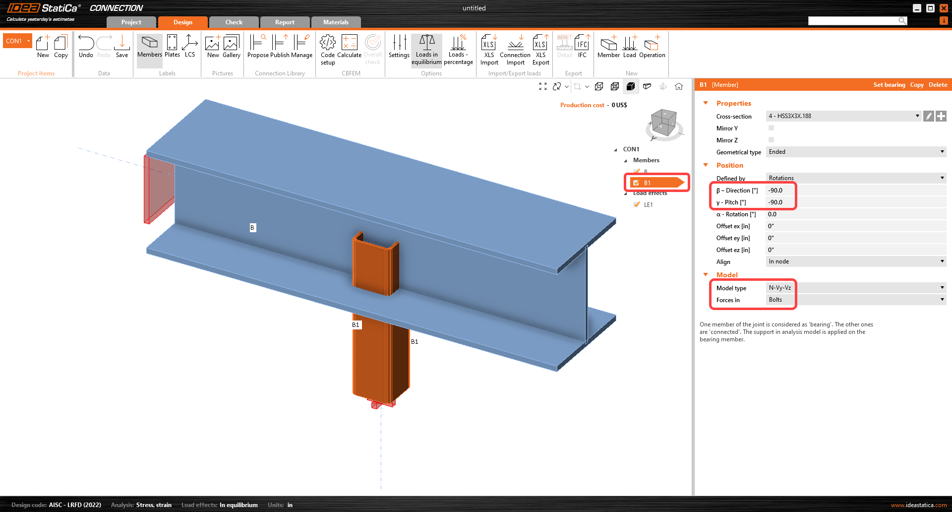 Buckling analysis of a steel connection (AISC) | IDEA StatiCa