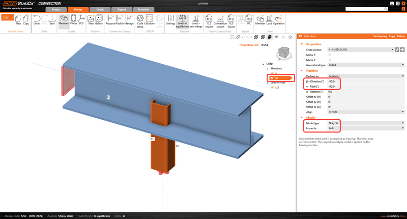 Buckling analysis of a steel connection (AISC) | IDEA StatiCa