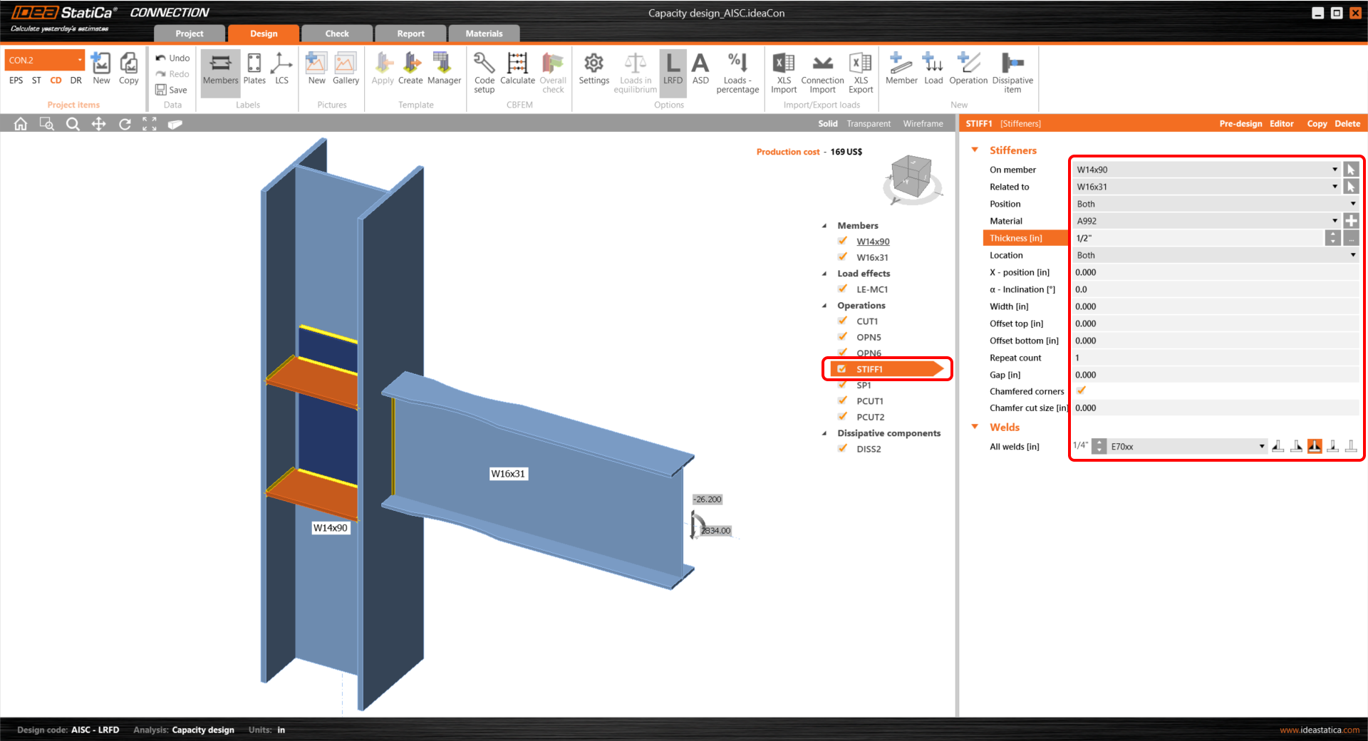 Steel connection capacity design (AISC) | IDEA StatiCa
