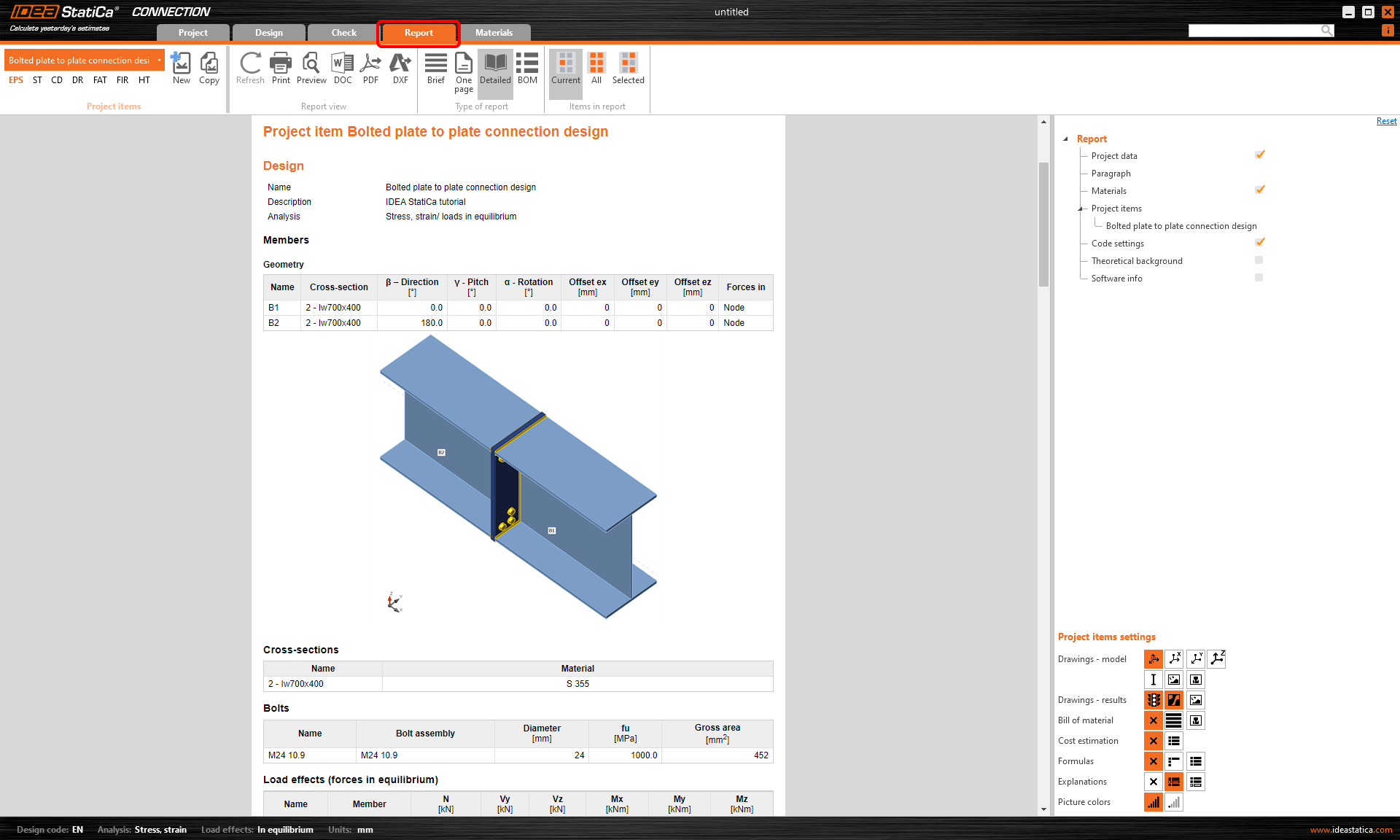 Bolted plate to plate connection design (EN) | IDEA StatiCa