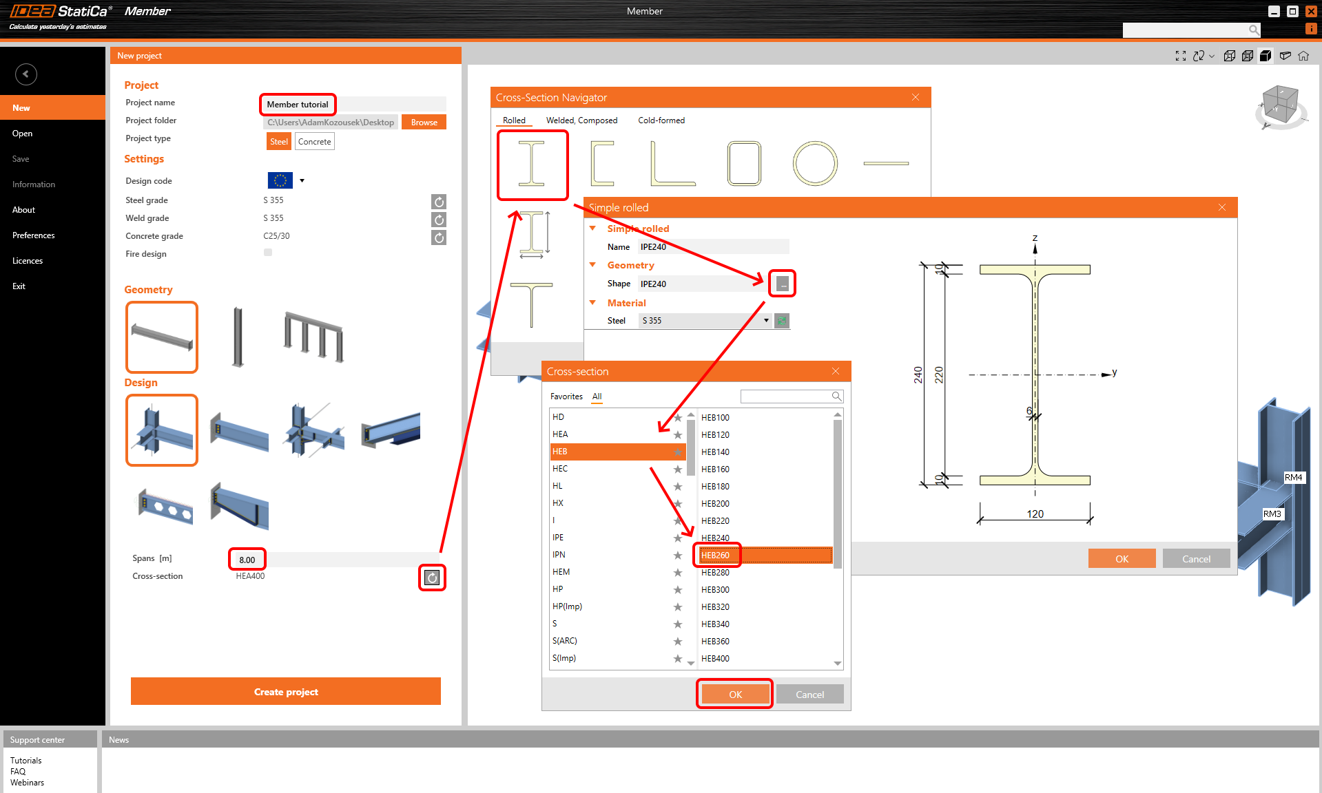 Structural design of steel beam (EN) | IDEA StatiCa