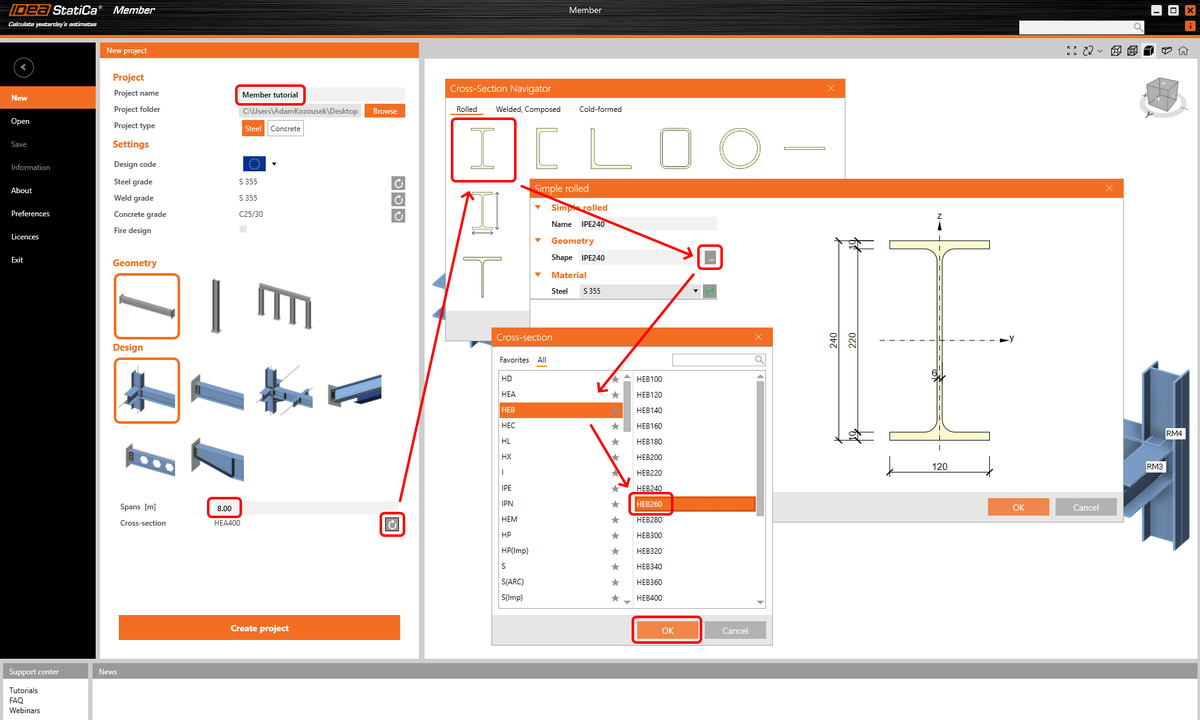 Structural design of steel beam (EN) | IDEA StatiCa
