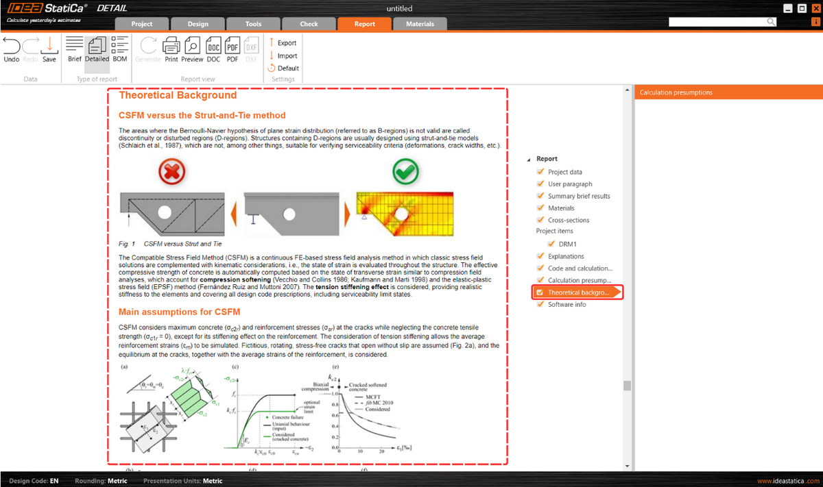 Customizable report tab in Detail | IDEA StatiCa