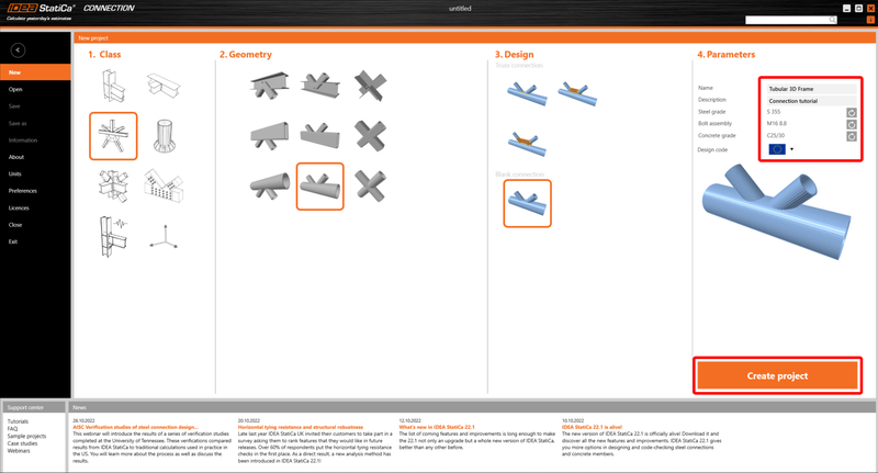 Connection design of a tubular 3D frame (EN) | IDEA StatiCa