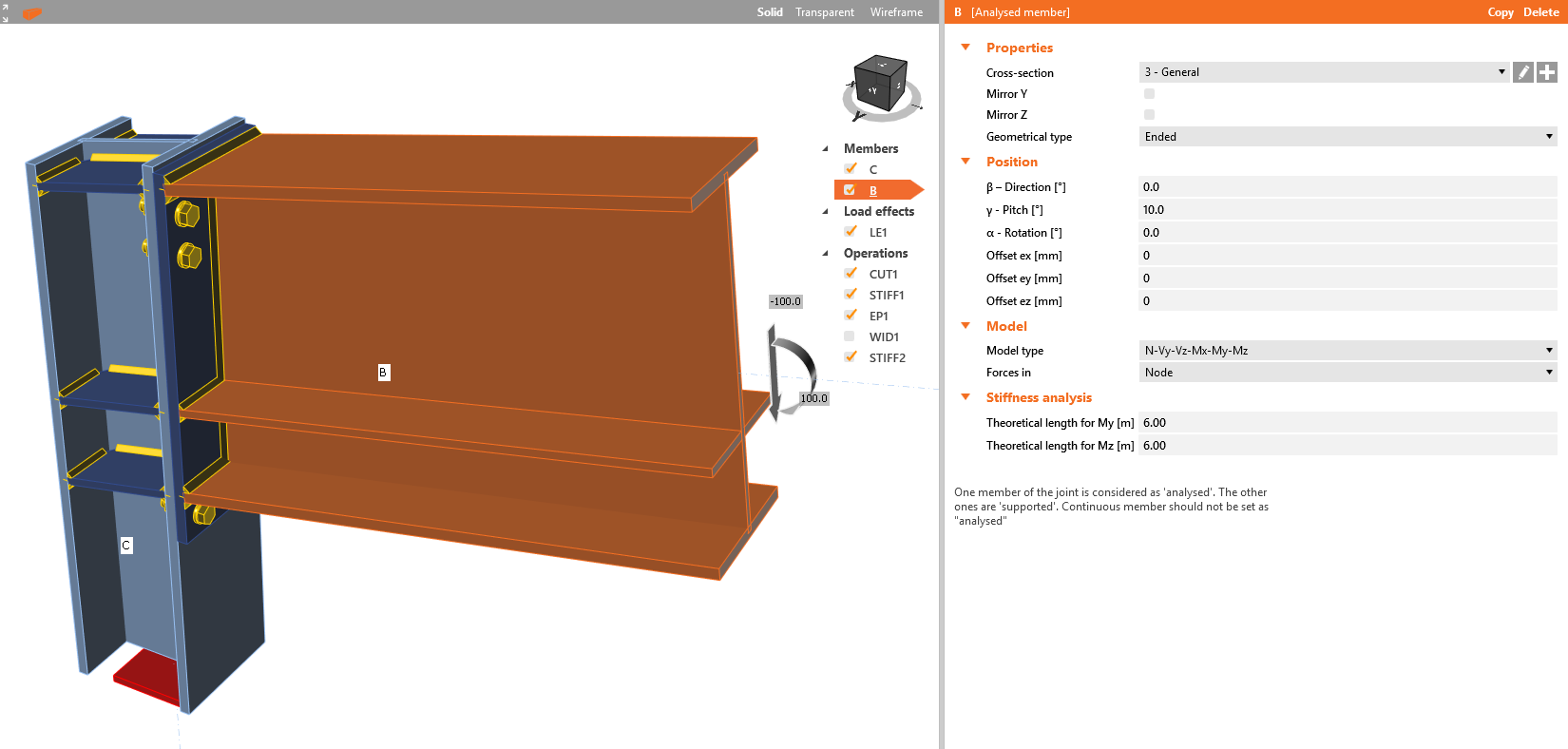 Rotational stiffness of a haunched beam | IDEA StatiCa