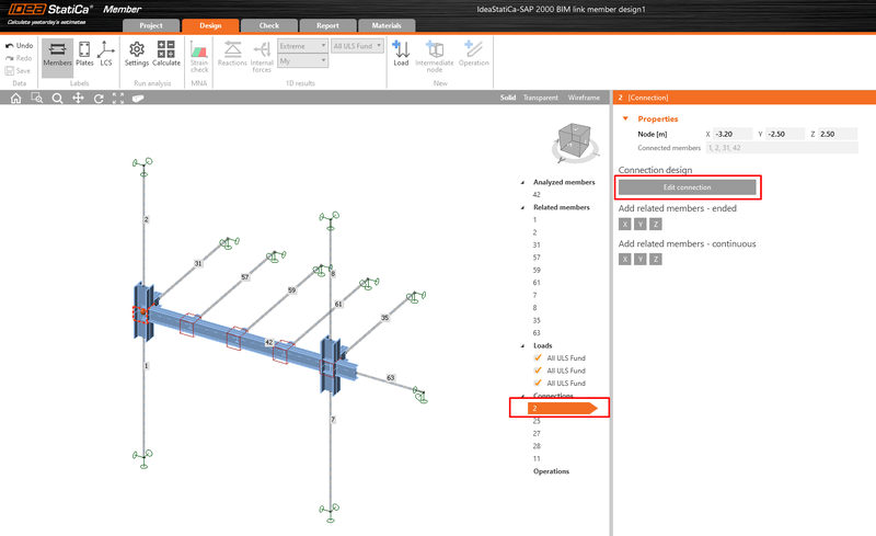 SAP2000 BIM link for the structural design of a steel member (EN ...