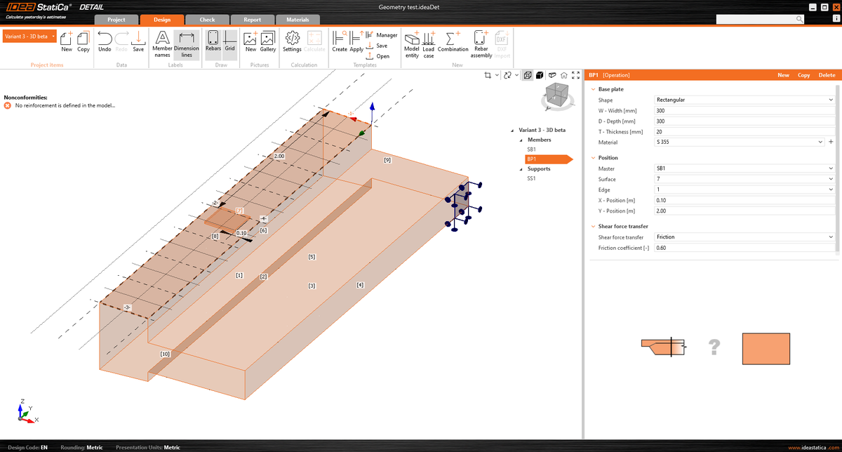 Shear transfer through anchors, shear lugs, and friction | IDEA StatiCa