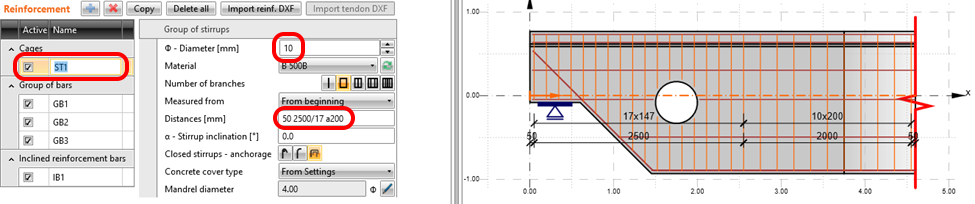 Structural design of a dapped end with an opening (EN) | IDEA StatiCa