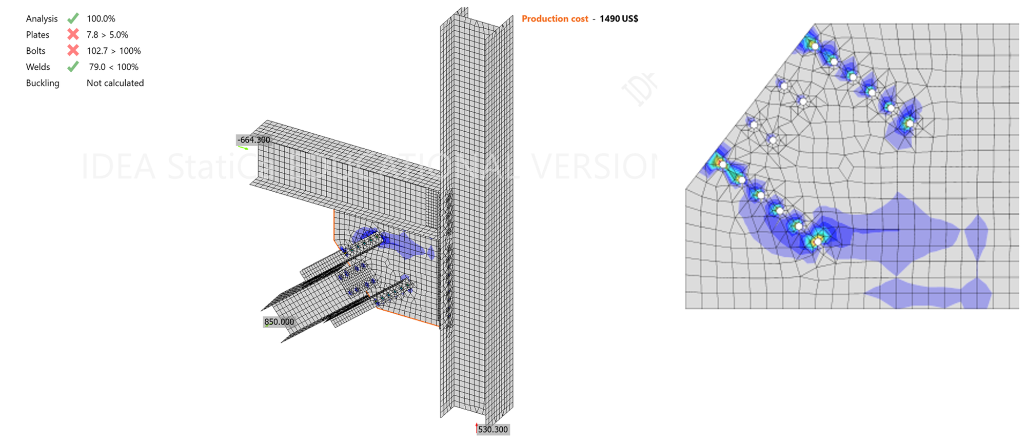 Brace Connection at beam-column connection in a braced frame (AISC ...