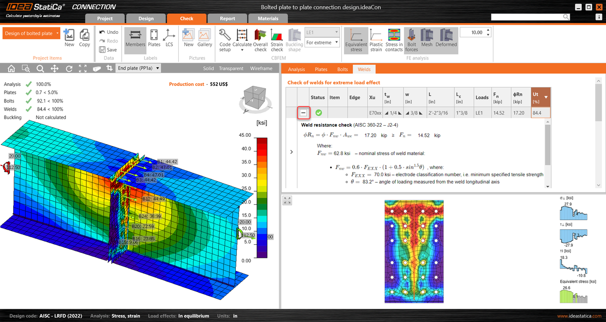 Bolted plate to plate connection design (AISC) | IDEA StatiCa