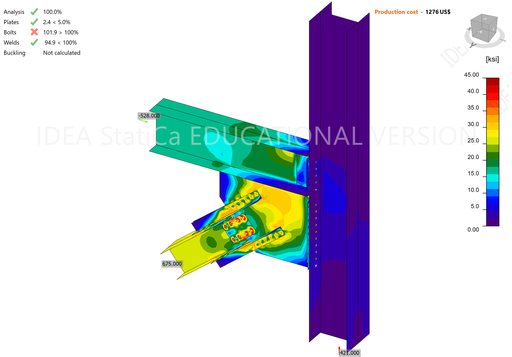 Brace Connection at beam-column connection in a braced frame (AISC ...