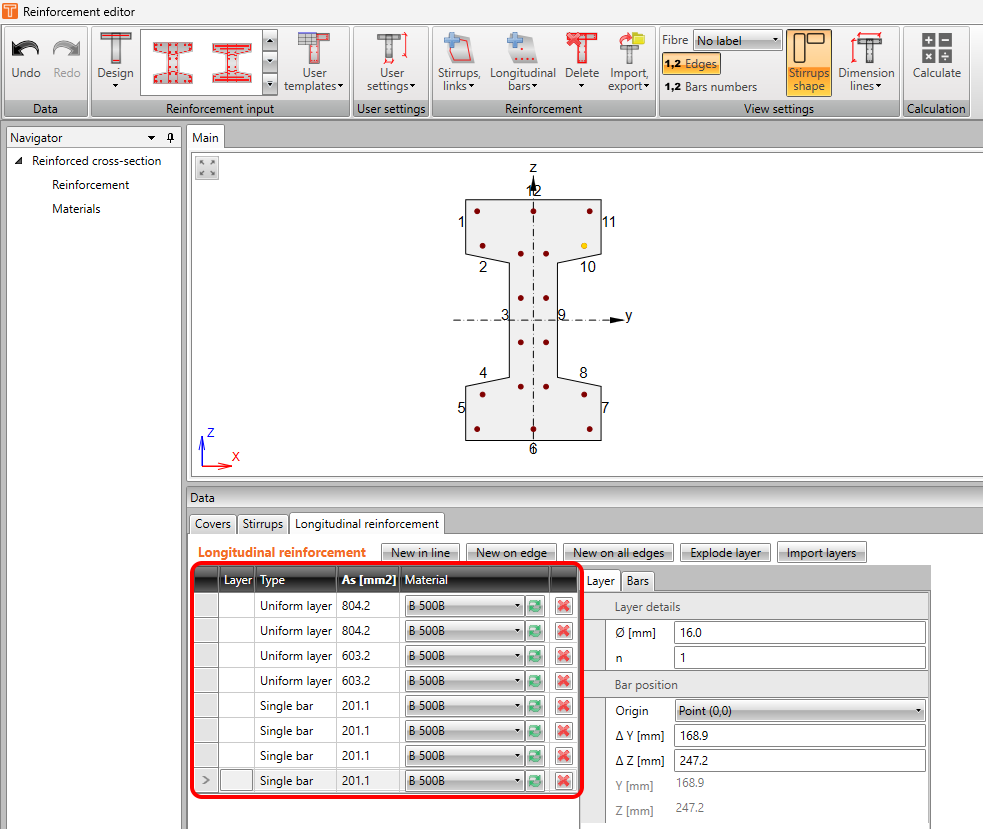 Reinforcement in RCS application | IDEA StatiCa