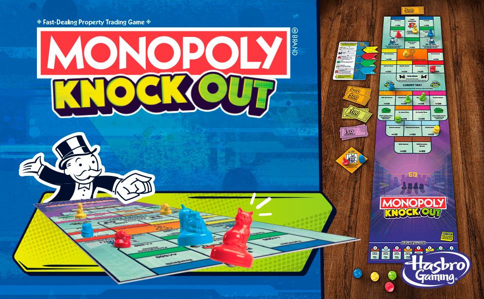 Monopoly Knockout Family Party Game, Quick-Playing Board Games for Ages 8+, 2-8 Players, 20 Mins ...