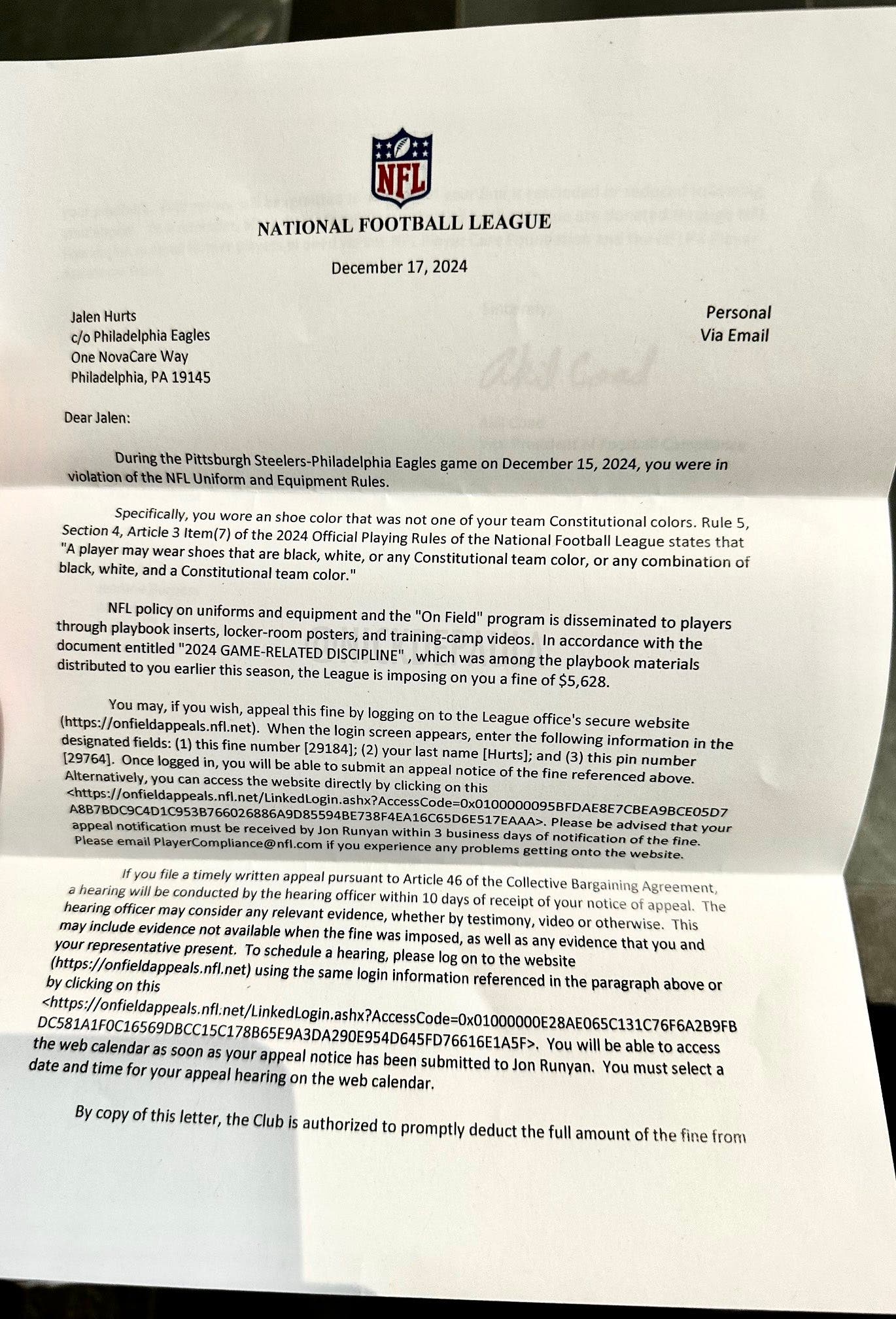 Jalen Hurts Fined for Wearing Mismatched Cleats: Jordan Brand Covers ...