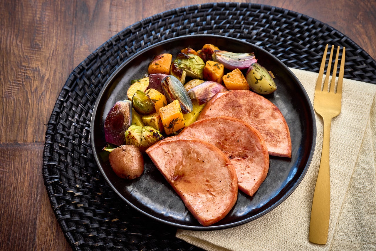 Sheet Pan Ham Steaks with Fall Vegetables | Farmland Foods