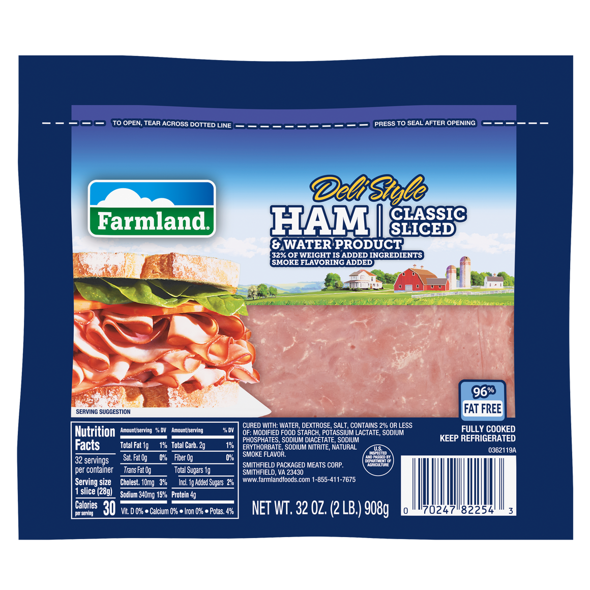 Classic Sliced Ham, 32oz | Farmland Foods