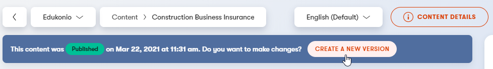 Create new versions | Kontent.ai Learn