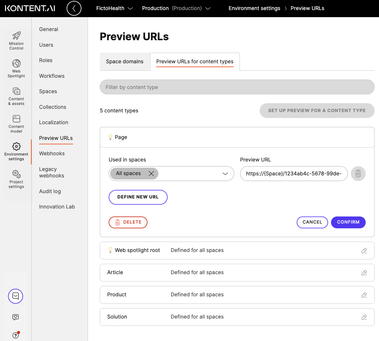 Preview configuration | Kontent.ai Learn