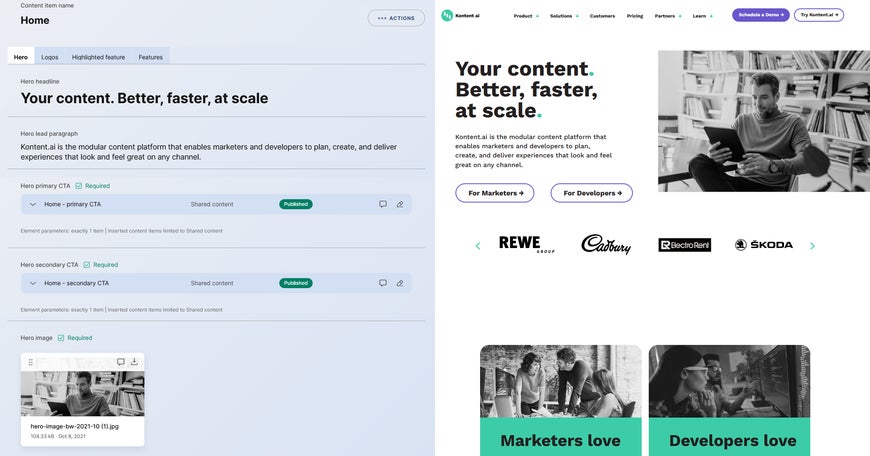 Build landing pages | Kontent.ai Learn