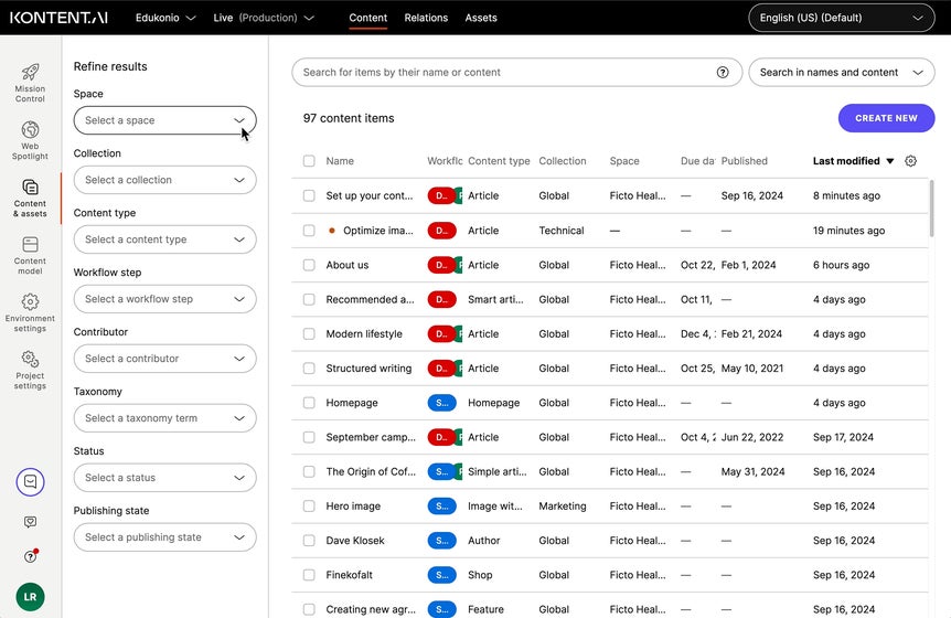 Find and filter | Kontent.ai Learn