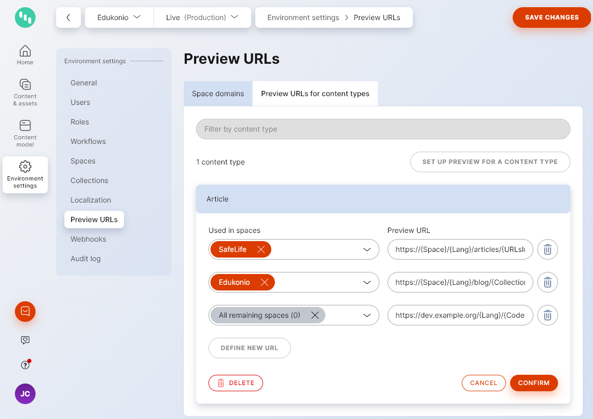 Preview configuration | Kontent.ai Learn