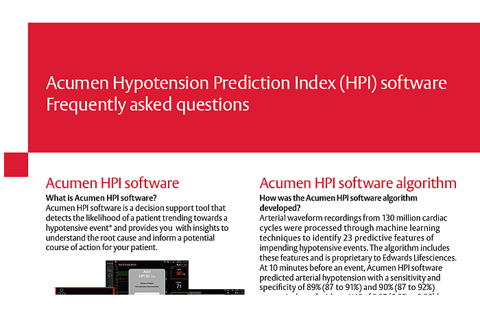 Acumen Hypotension Prediction Index software | Edwards Lifesciences