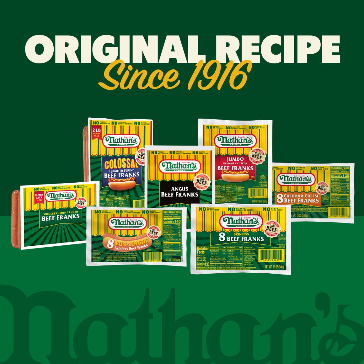 Bun-Length Skinless Beef Franks - 8 Pack | Nathans