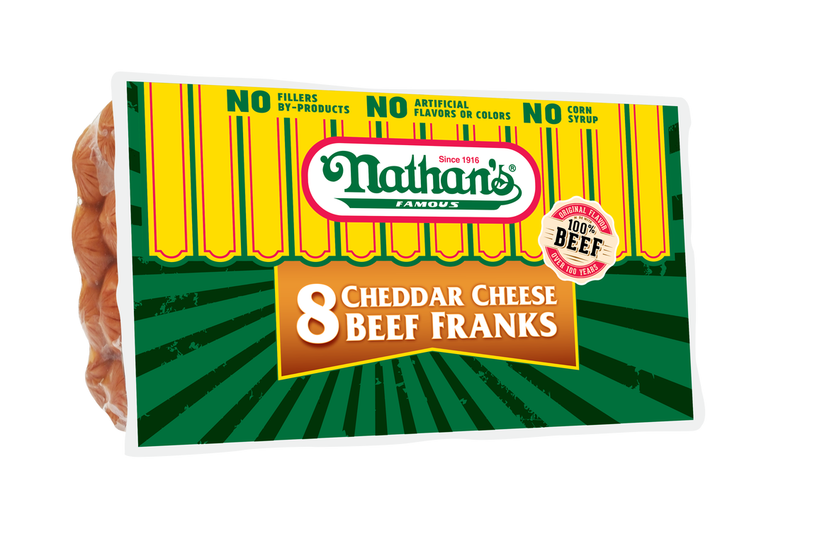 Cheddar Cheese Beef Franks - 8 Pack | Nathans