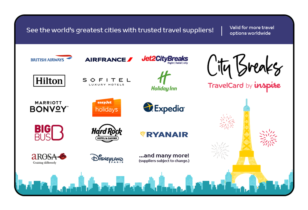 Inspire Travel City Breaks Gift Card | Prezzee UK
